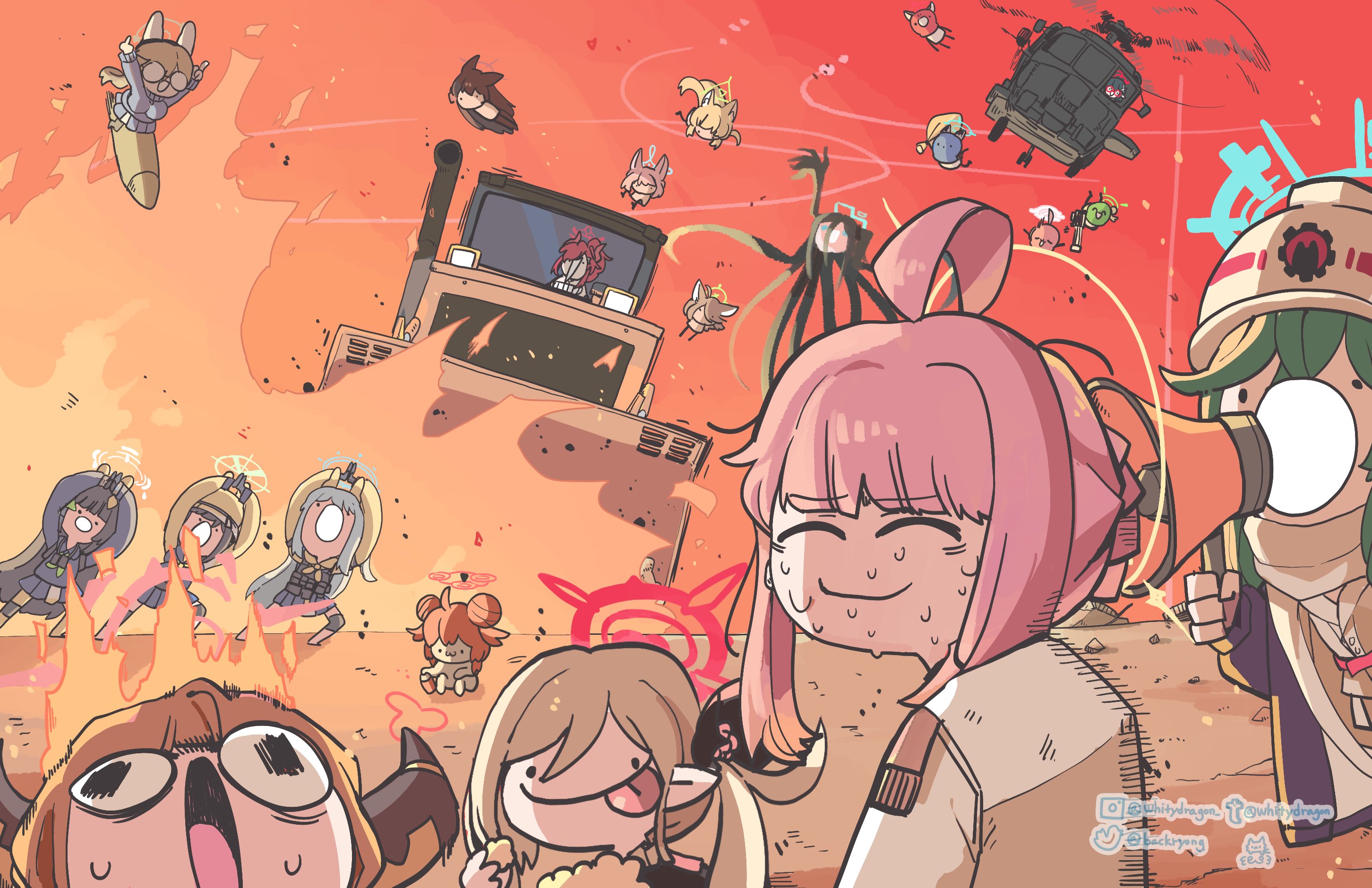 Safebooru - . . 6+girls :o ahoge aircraft aris (blue archive) aru (blue ...