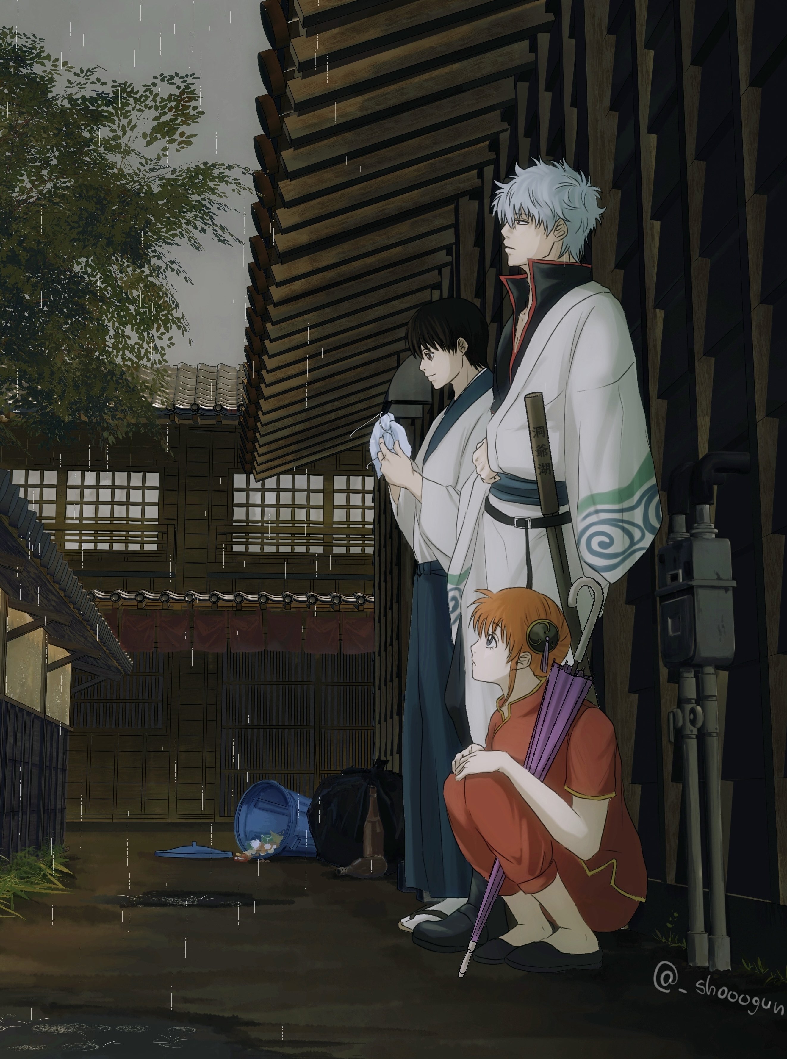 Safebooru - 1girl 2boys absurdres artist name black hair blue eyes ...