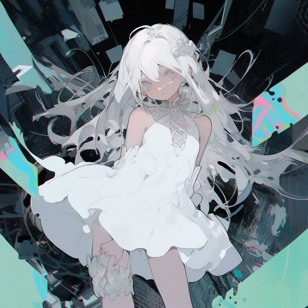 Safebooru 1girl Detached Sleeves Dress Flower Hair Flower Hair 6958