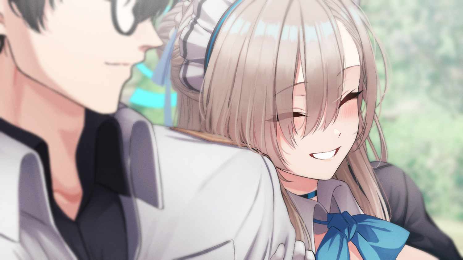 Safebooru - 1boy 1girl ^ ^ asuna (blue archive) black-framed eyewear black hair blue archive ...