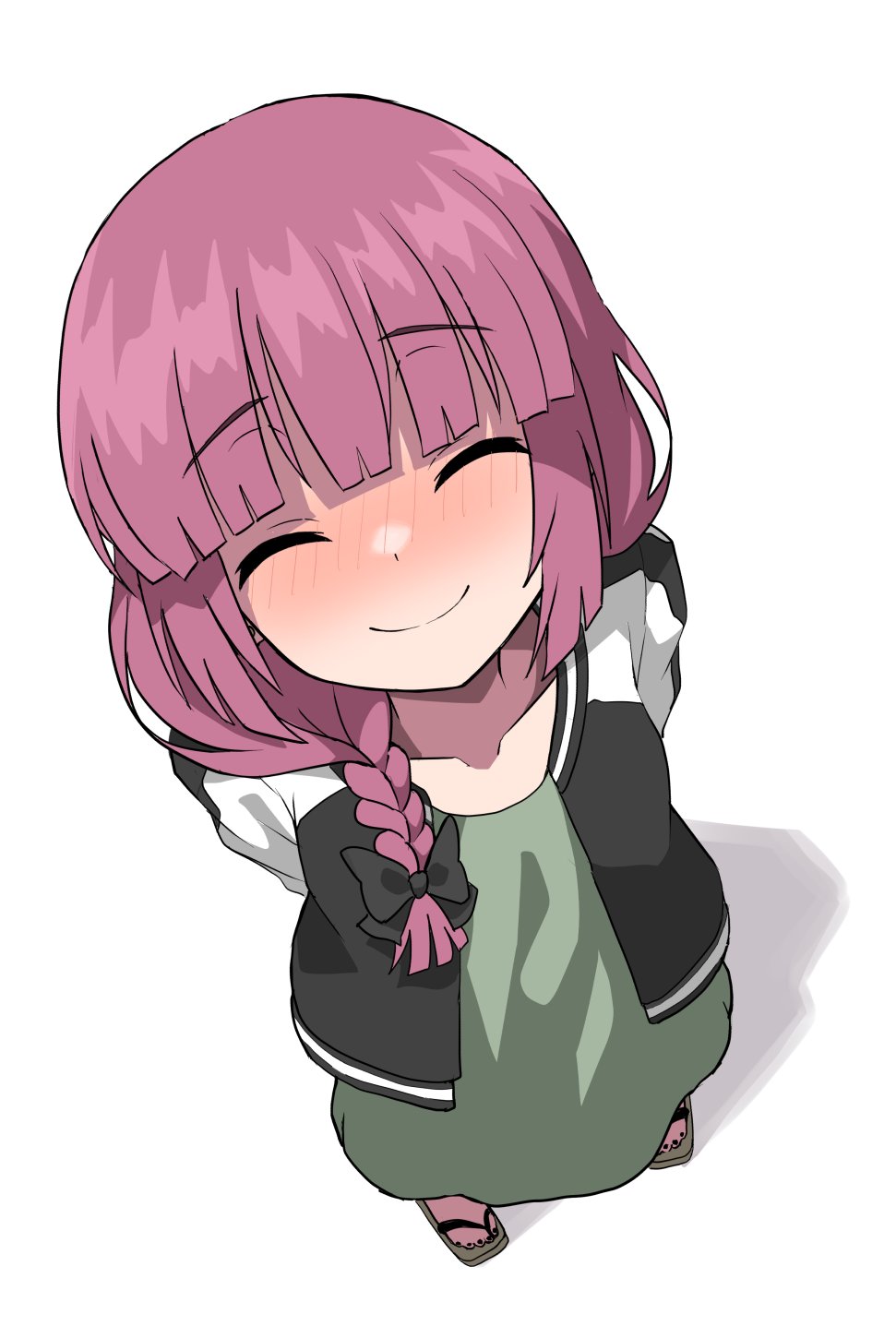 Safebooru - 1girl arms behind back black bow black jacket black nails blunt bangs blush bocchi ...