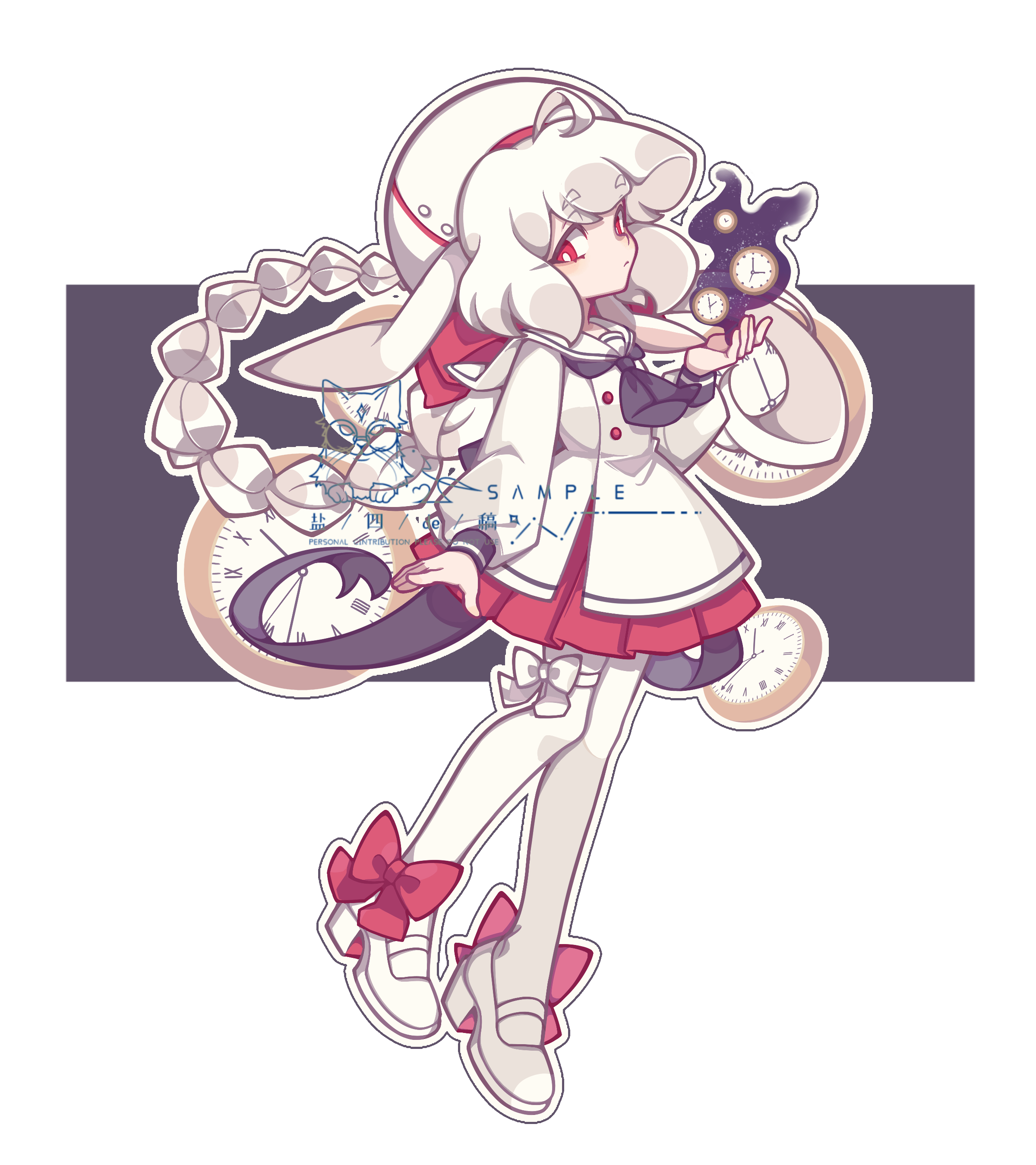 Safebooru - 1girl :/ absurdres ahoge animal ears ankle bow beret black neckerchief bow braid ...