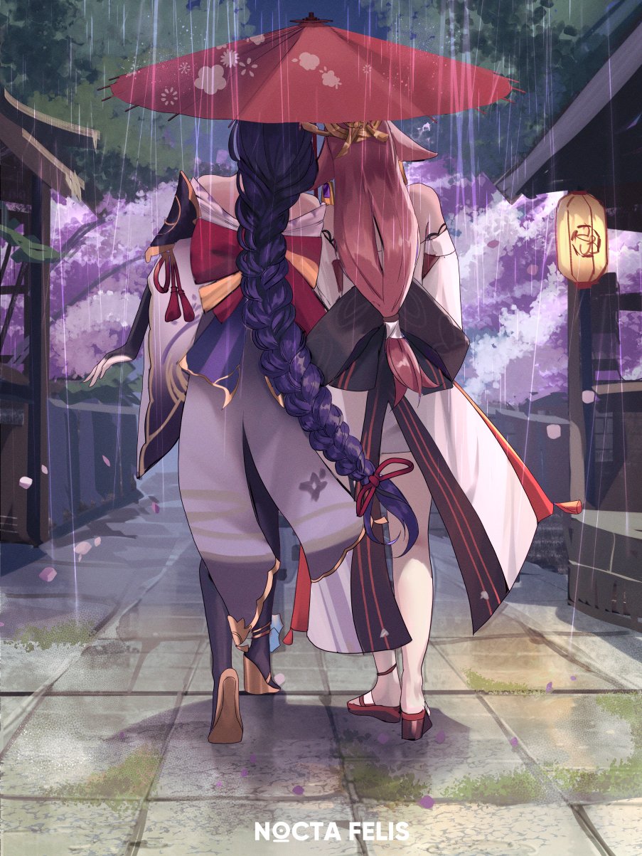 Safebooru - 2girls artist name braid braided ponytail genshin impact ...