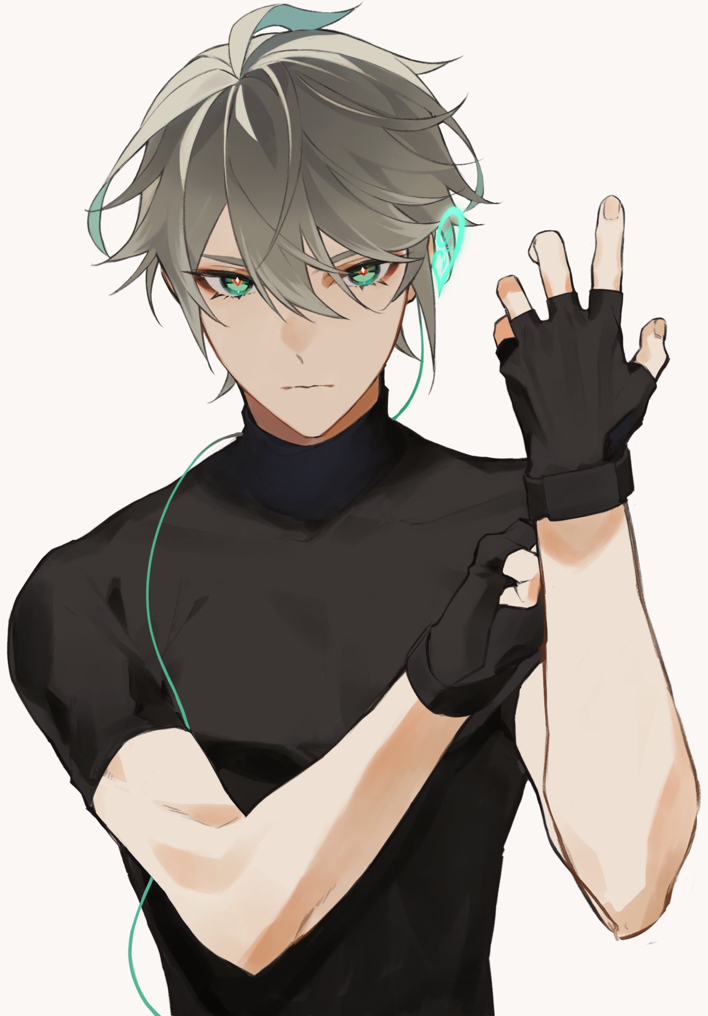 Safebooru - 1boy ahoge akasha terminal alhaitham (genshin impact) alternate costume aqua hair ...