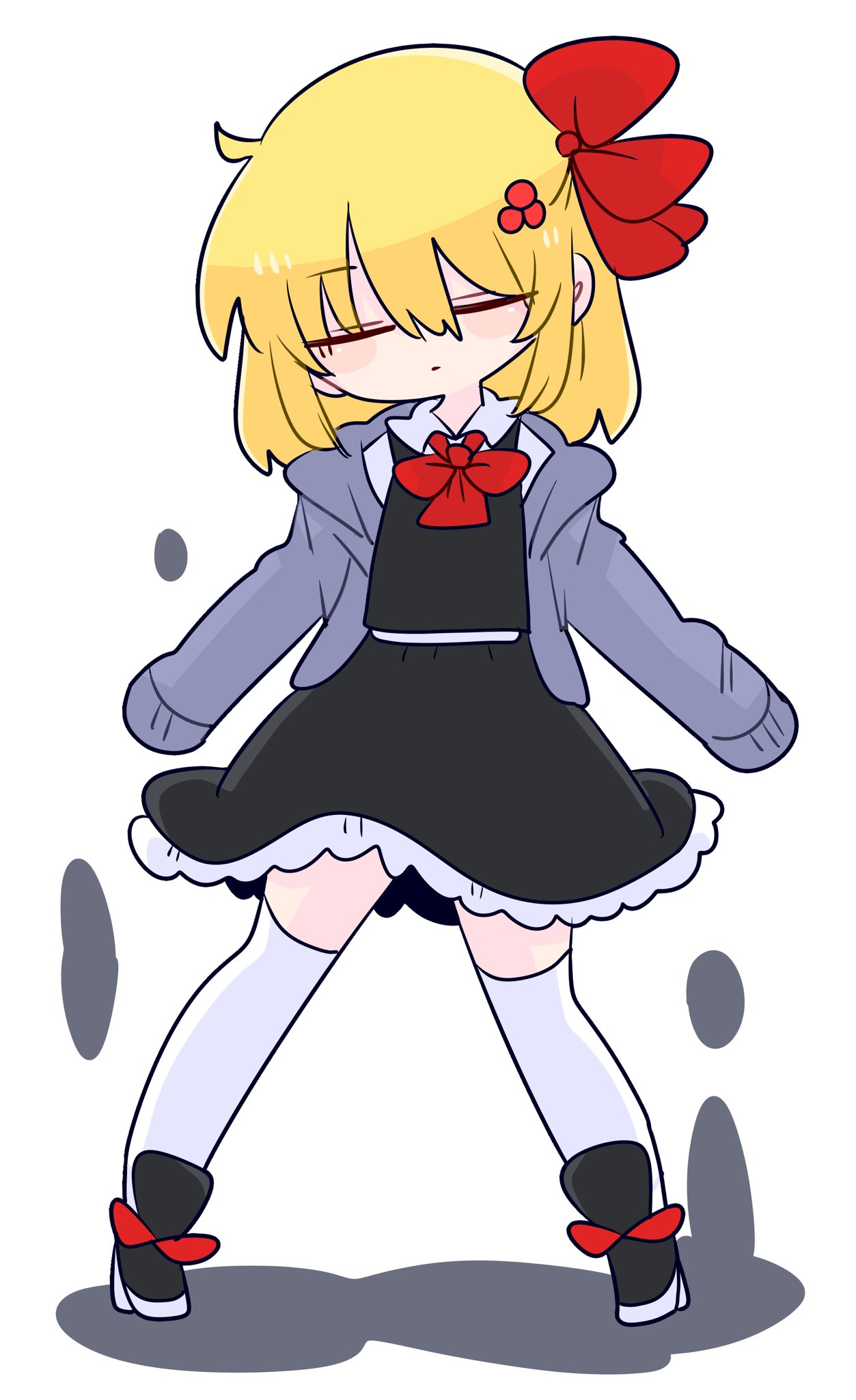 Safebooru - 1girl black footwear black skirt black vest blonde hair closed eyes closed mouth ...