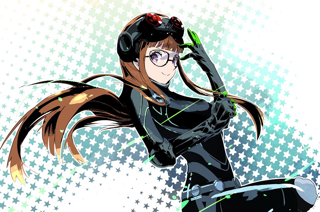 Safebooru - 1girl black-framed eyewear blunt bangs bodysuit breasts brown hair clenched hand ...