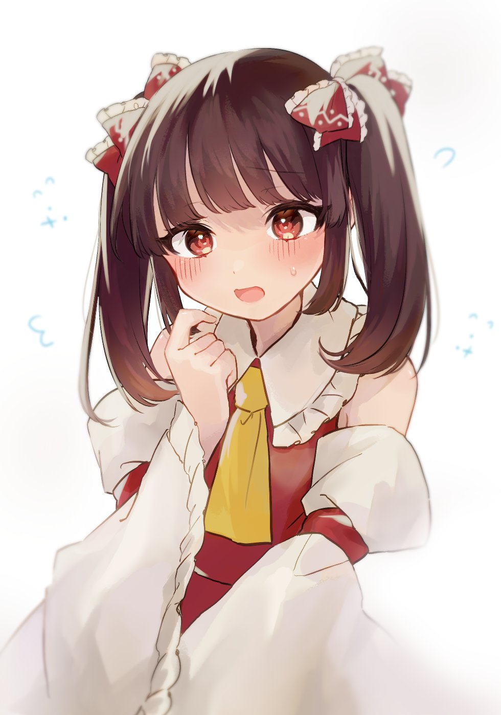 Safebooru - 1girl alternate hairstyle ascot bare shoulders bloom blunt bangs blurry blush bow ...