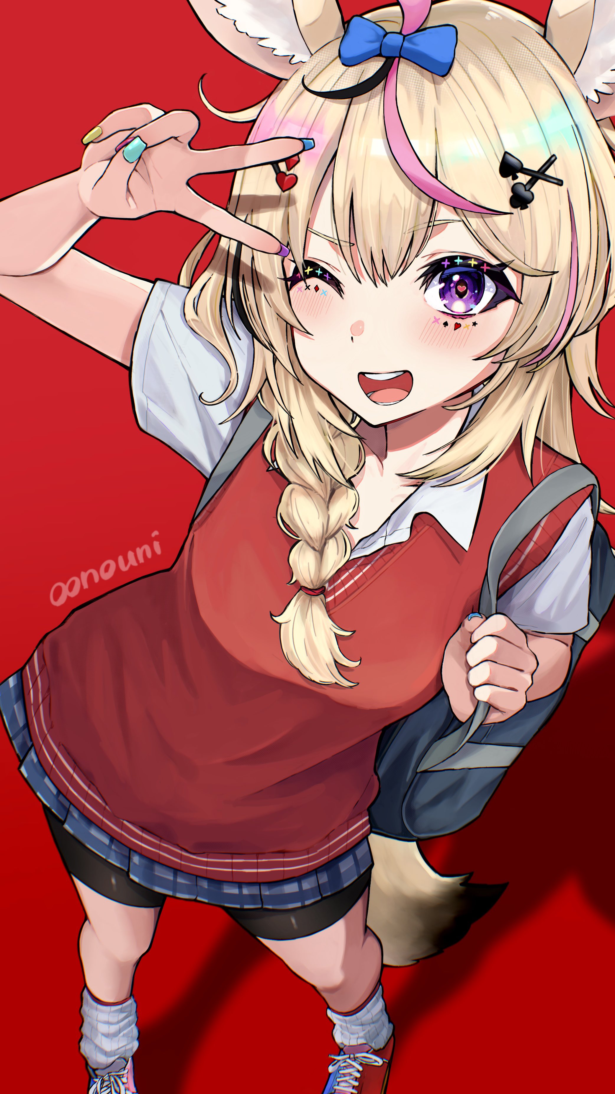 Safebooru - 1girl absurdres alternate costume animal ears artist name asymmetrical hair bag bike ...