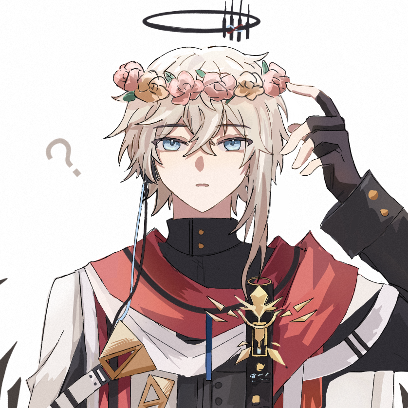 Safebooru - 1boy ? arknights arm up black gloves black shirt blue eyes ...