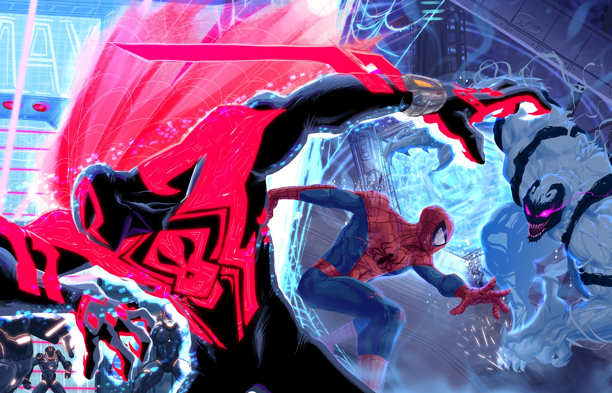 Safebooru - animal print anti-venom arm blade blue bodysuit bodysuit ...