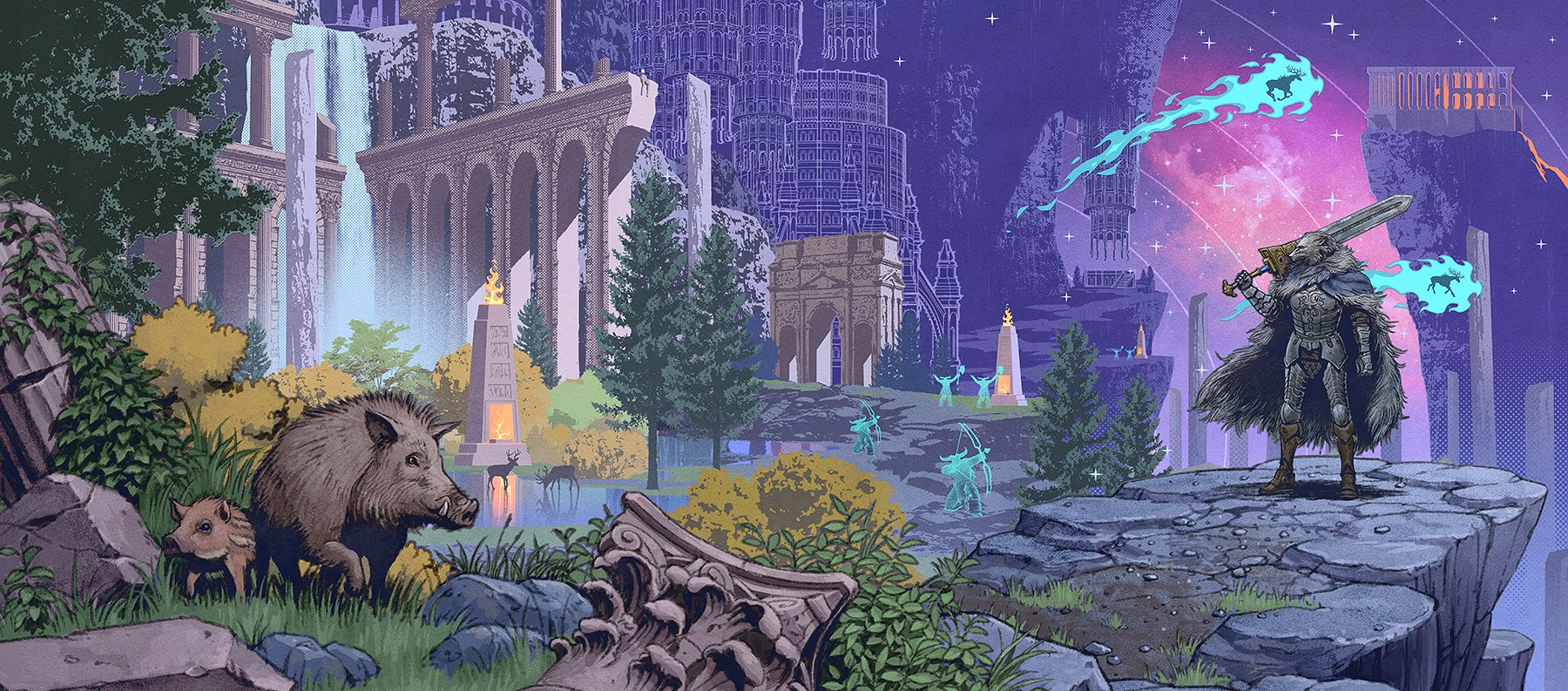 Safebooru - 1boy ancestral follower animal head antlers armor arrow ...