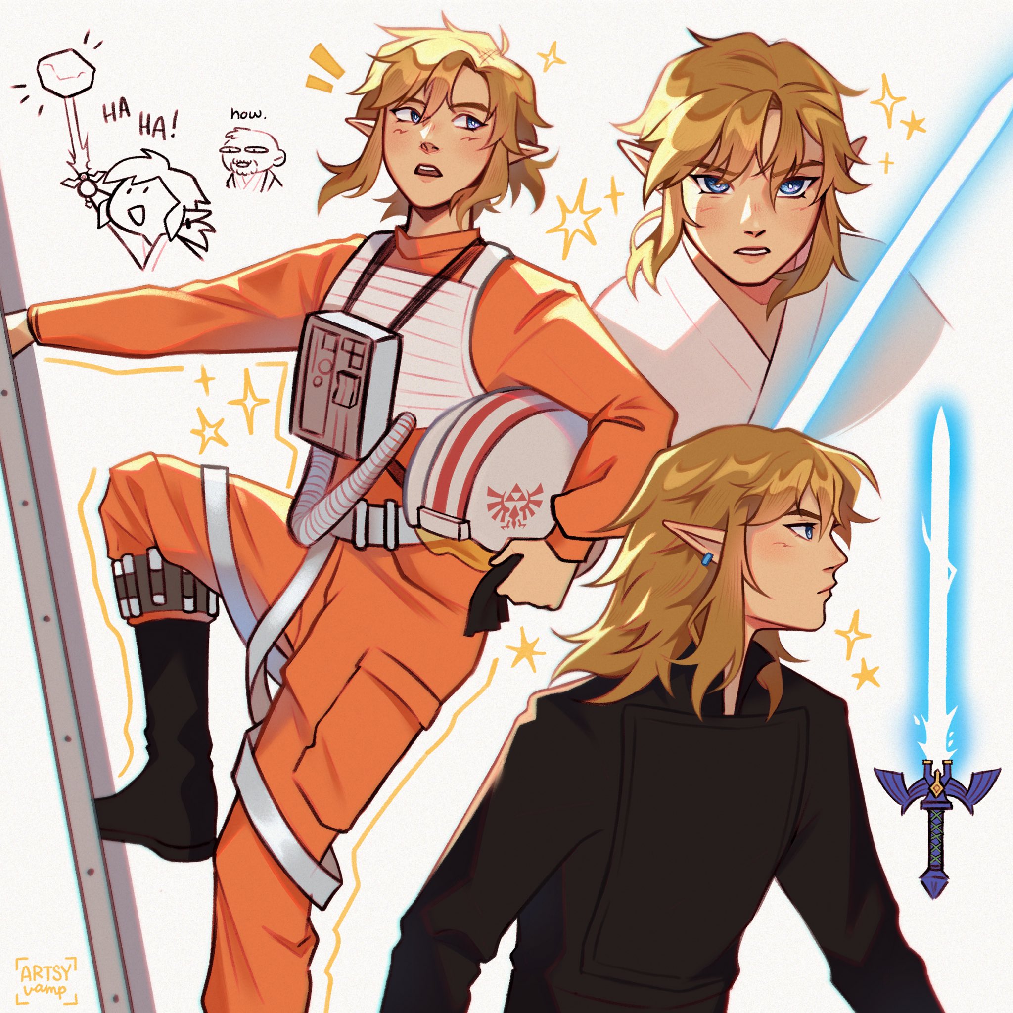 Safebooru - 2boys artsyvampp blonde hair blue eyes blue lightsaber ...