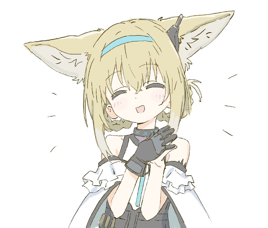 Safebooru - 1girl animal ears arknights bare shoulders black gloves blonde hair blue hairband ...
