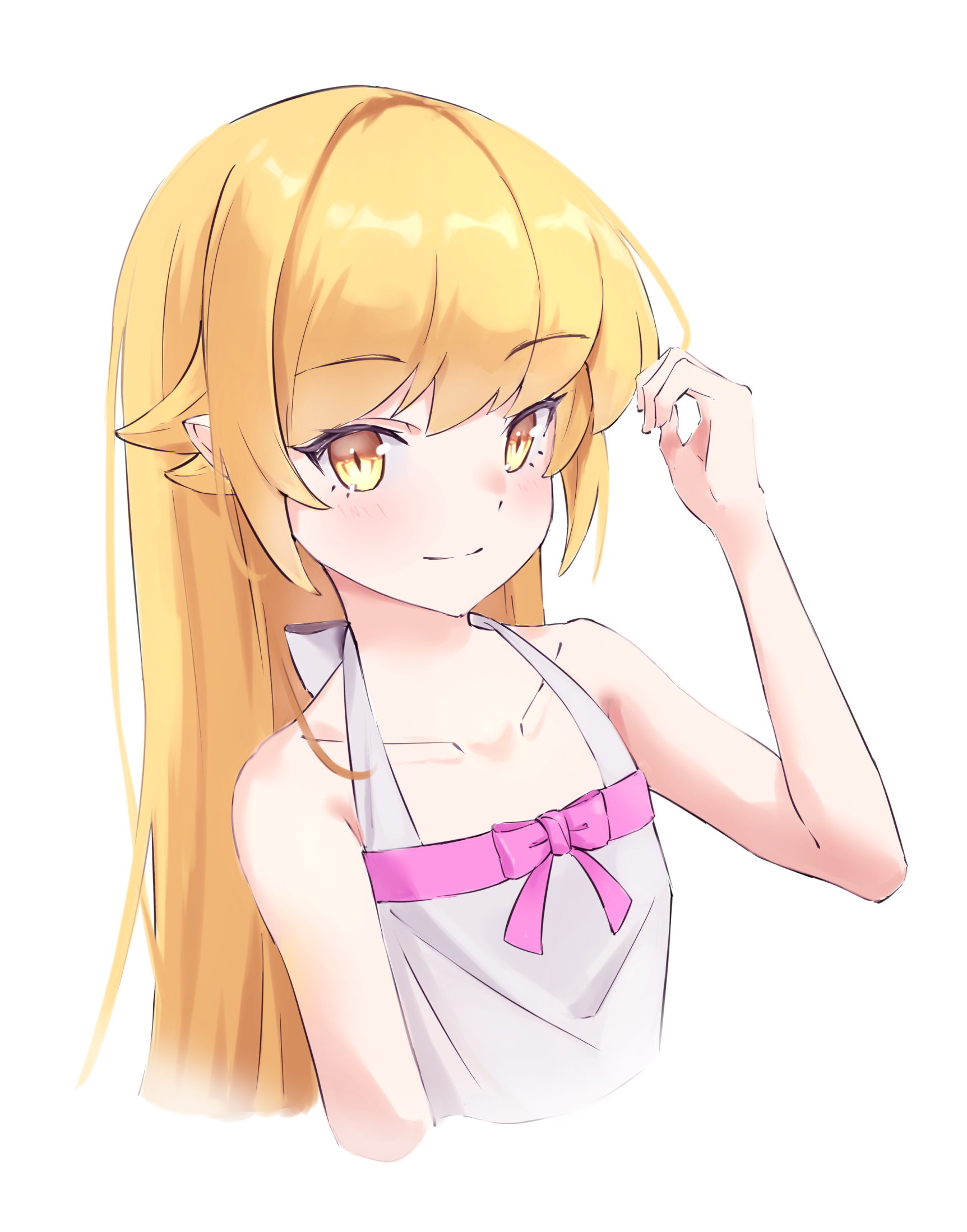 Safebooru - 1girl bare arms blonde hair closed mouth collarbone cropped torso highres kinrucy ...