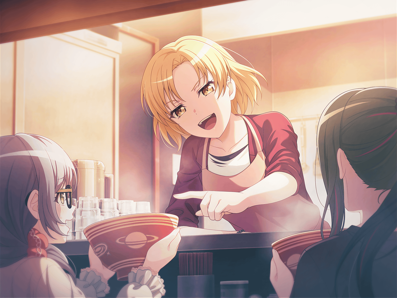 Safebooru - bang dream! blonde hair dress masking (bang dream!) short hair smile yellow eyes ...