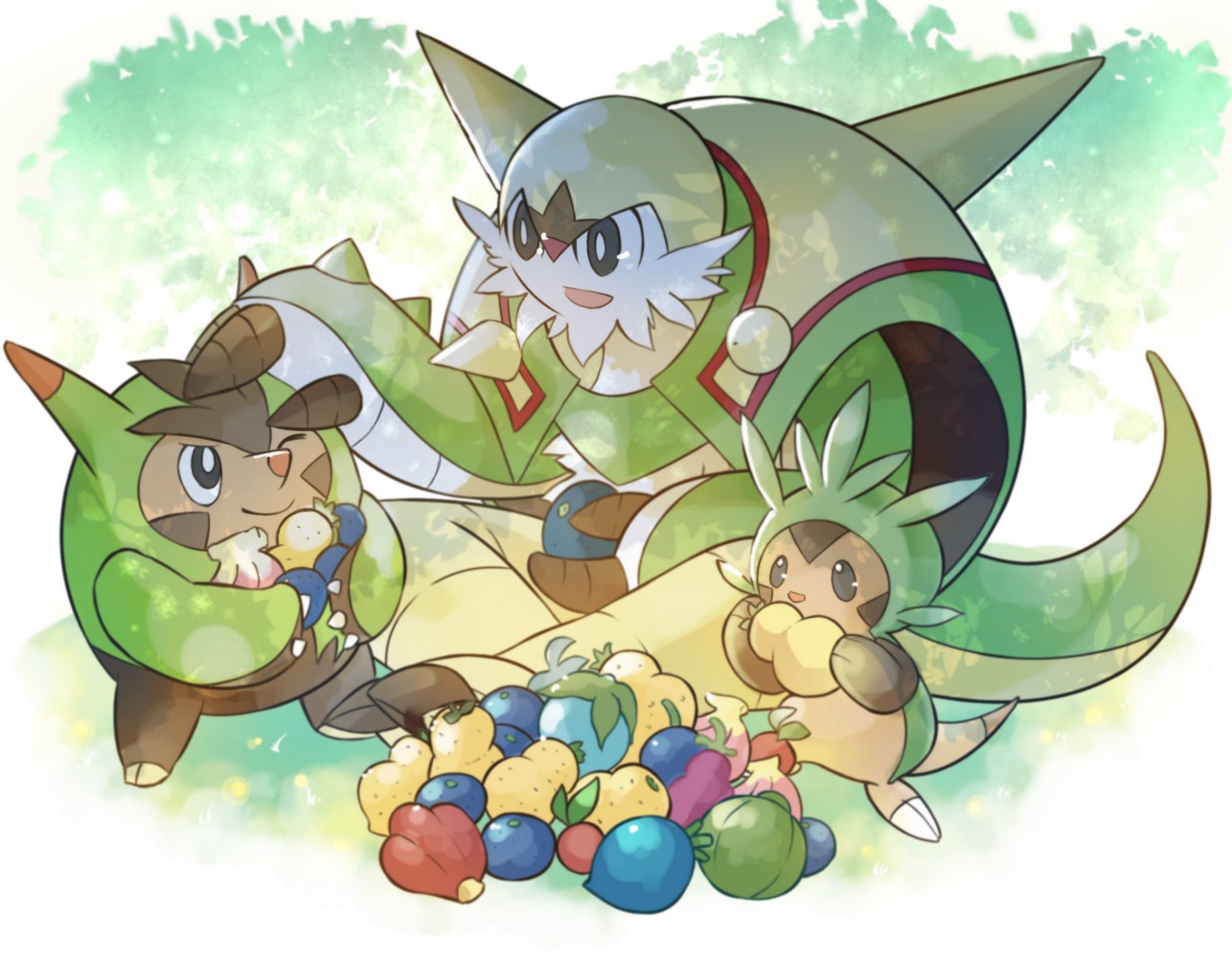 Safebooru - :d asakirirokuyu berry (pokemon) bright pupils brown eyes chesnaught chespin chople ...