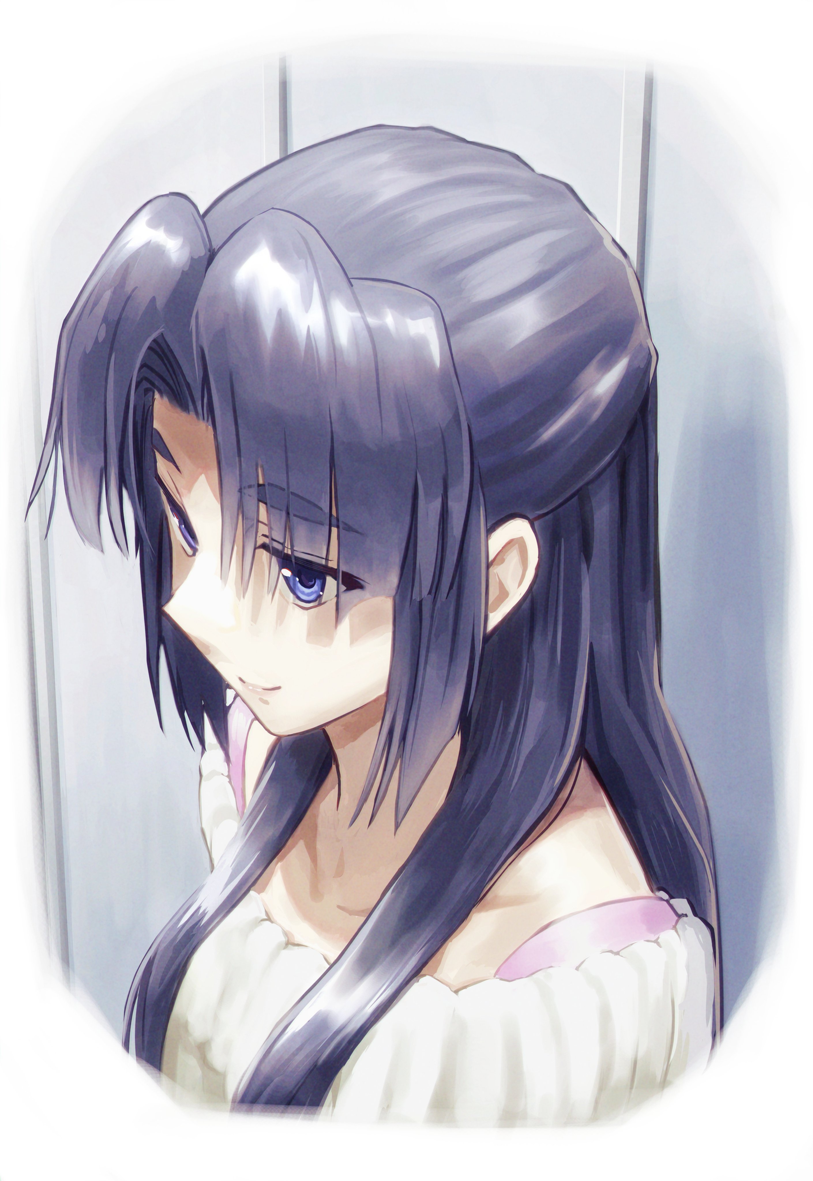 Safebooru - 1girl absurdres asakura ryouko blue eyes blue hair closed mouth collarbone ...