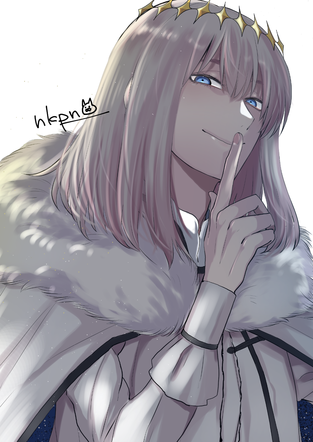 Safebooru - 1boy blue eyes cloak crown diamond hairband fate/grand order fate (series) fur ...