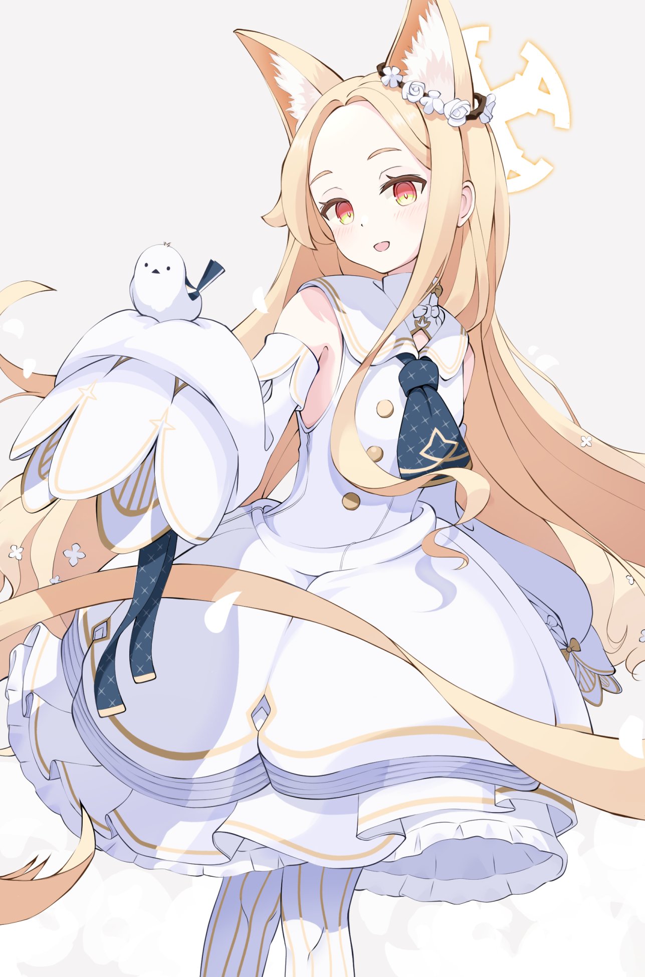 Safebooru - 1girl absurdly long hair animal ear fluff animal ears ascot bare shoulders bird bird ...