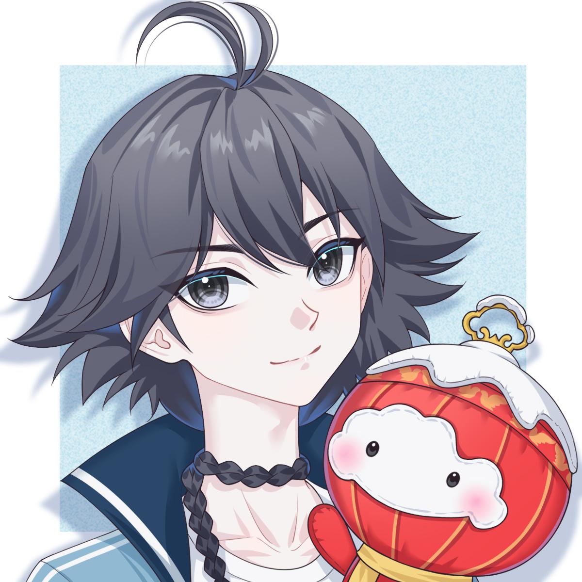 Safebooru - 1boy 2022 winter olympics antenna hair bai yuechu black eyes black hair blue ...