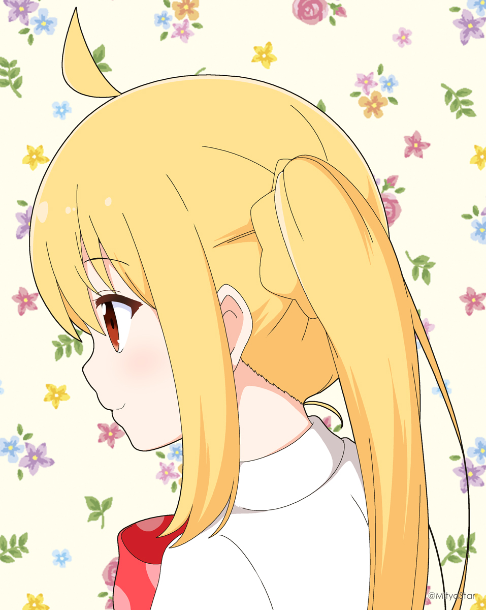 Safebooru - 1girl ahoge blonde hair bocchi the rock! bow braid brown background brown eyes ...
