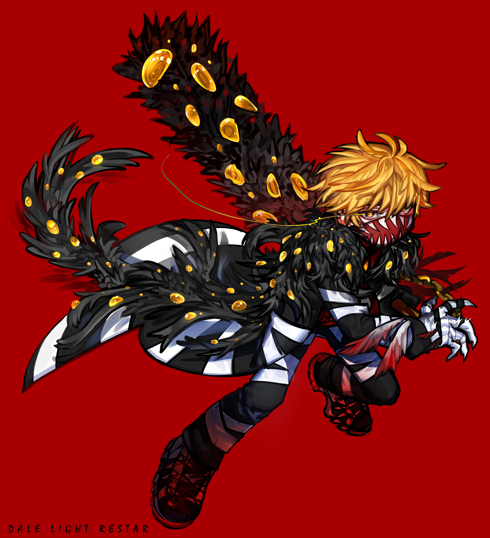 Safebooru - 1boy bandages black coat black footwear black pants blonde ...