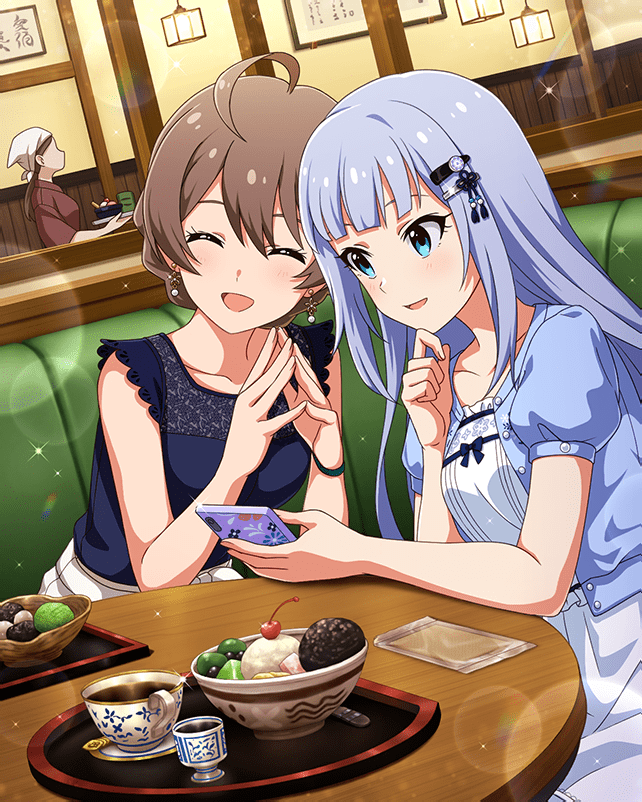 Safebooru - blue hair blush character name dress green eyes idolmaster million live! theater ...