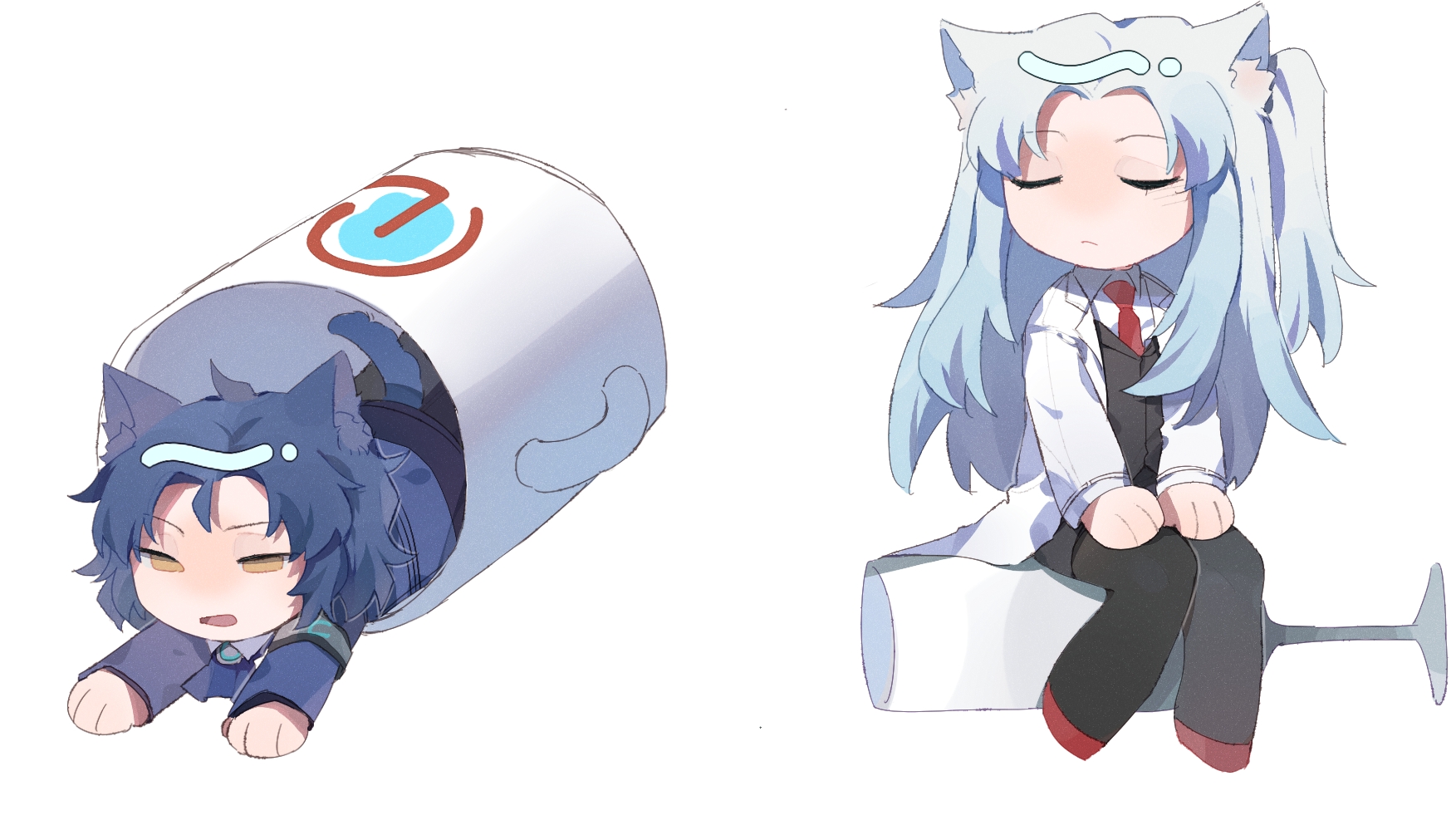 Safebooru - 1boy 1girl angela (project moon) animal ears armband ascot black pantyhose black ...