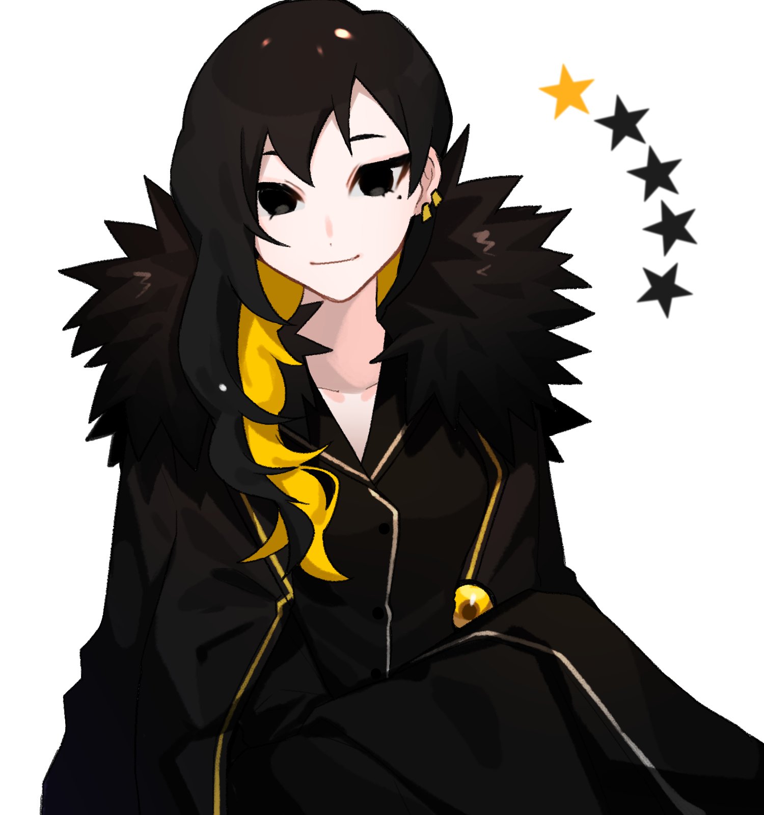 Safebooru - binah (project moon) black coat black dress black eyes black hair blonde hair ...