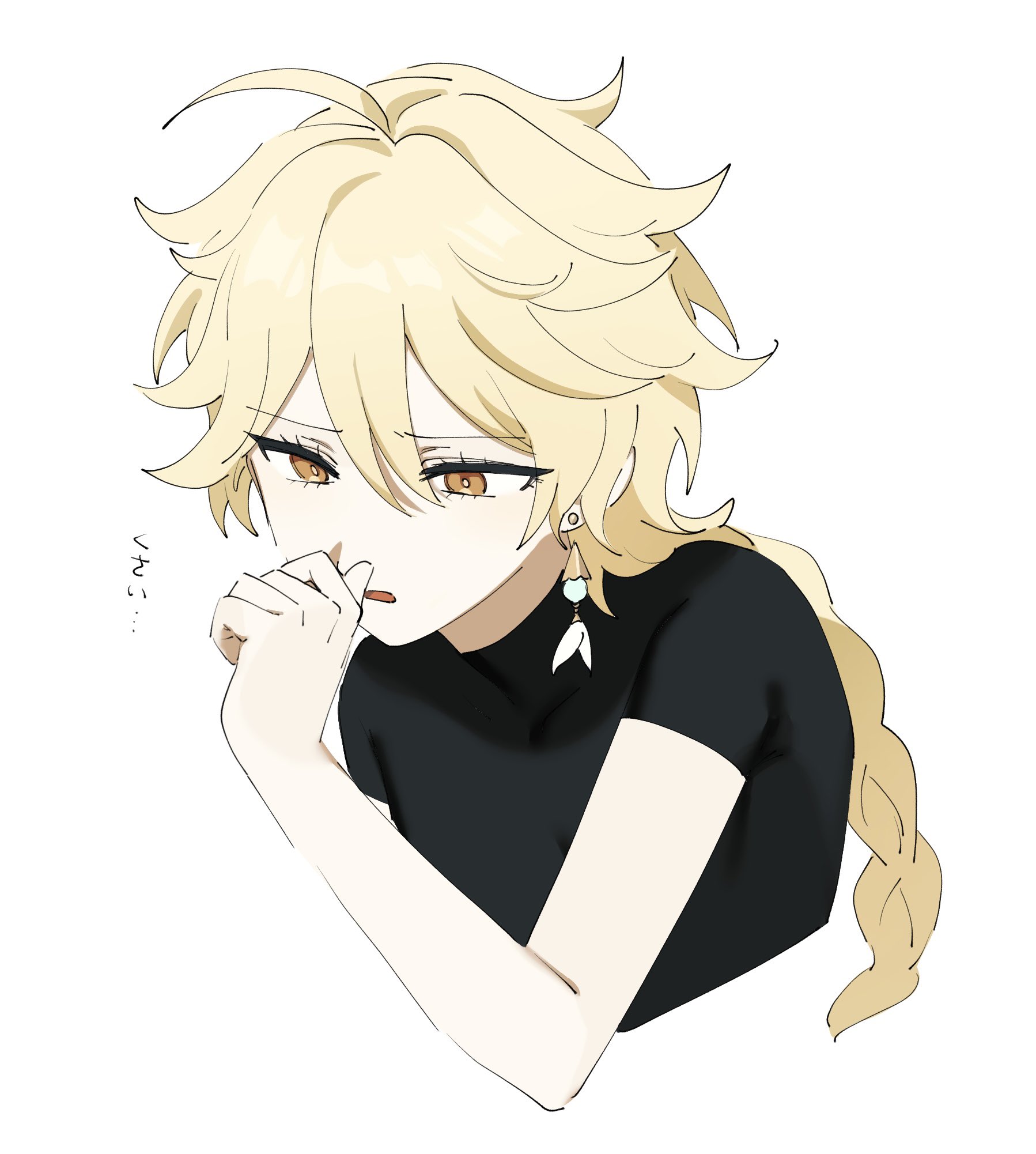 Safebooru - 1boy aether (genshin impact) ahoge black shirt blonde hair ...