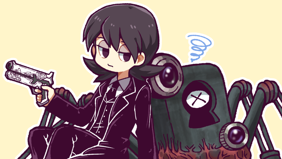 Safebooru - 1boy black coat black eyes black hair black necktie black pants black vest closed ...