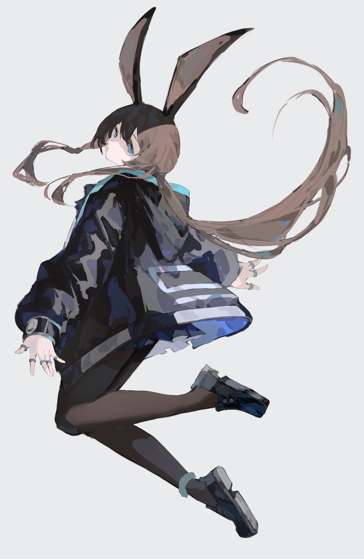 Safebooru - 1girl aco gbfg amiya (arknights) animal ears arknights black footwear black jacket ...