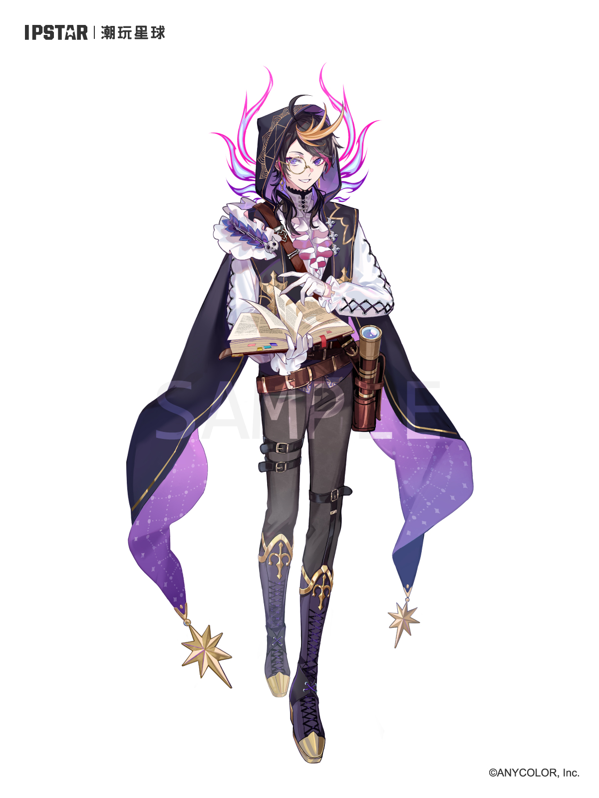 Safebooru - 1boy alternate costume ascot belt black belt black cape black hair black pants ...