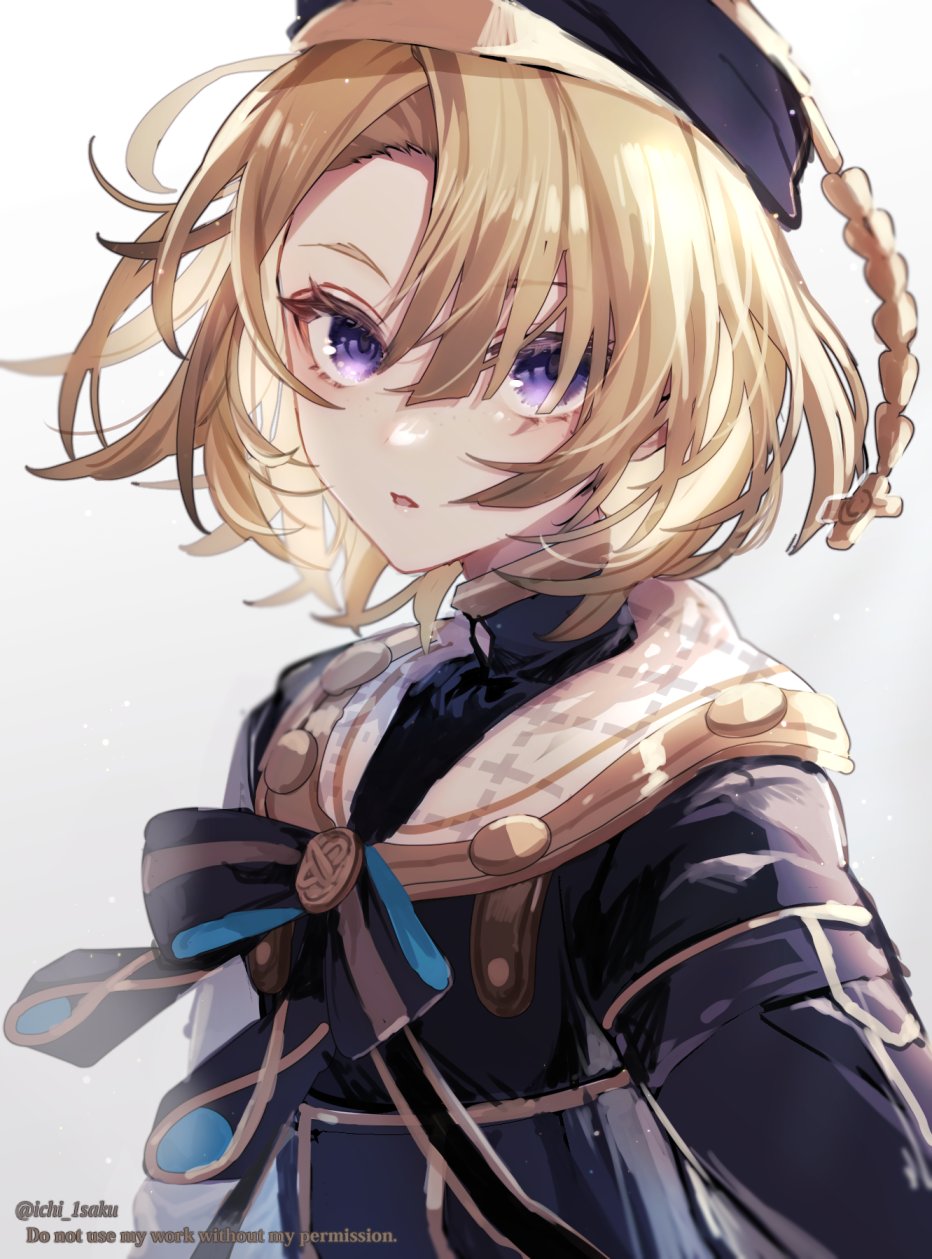 Safebooru - 1boy :o artist name beret black bow black bowtie black coat black headwear black ...