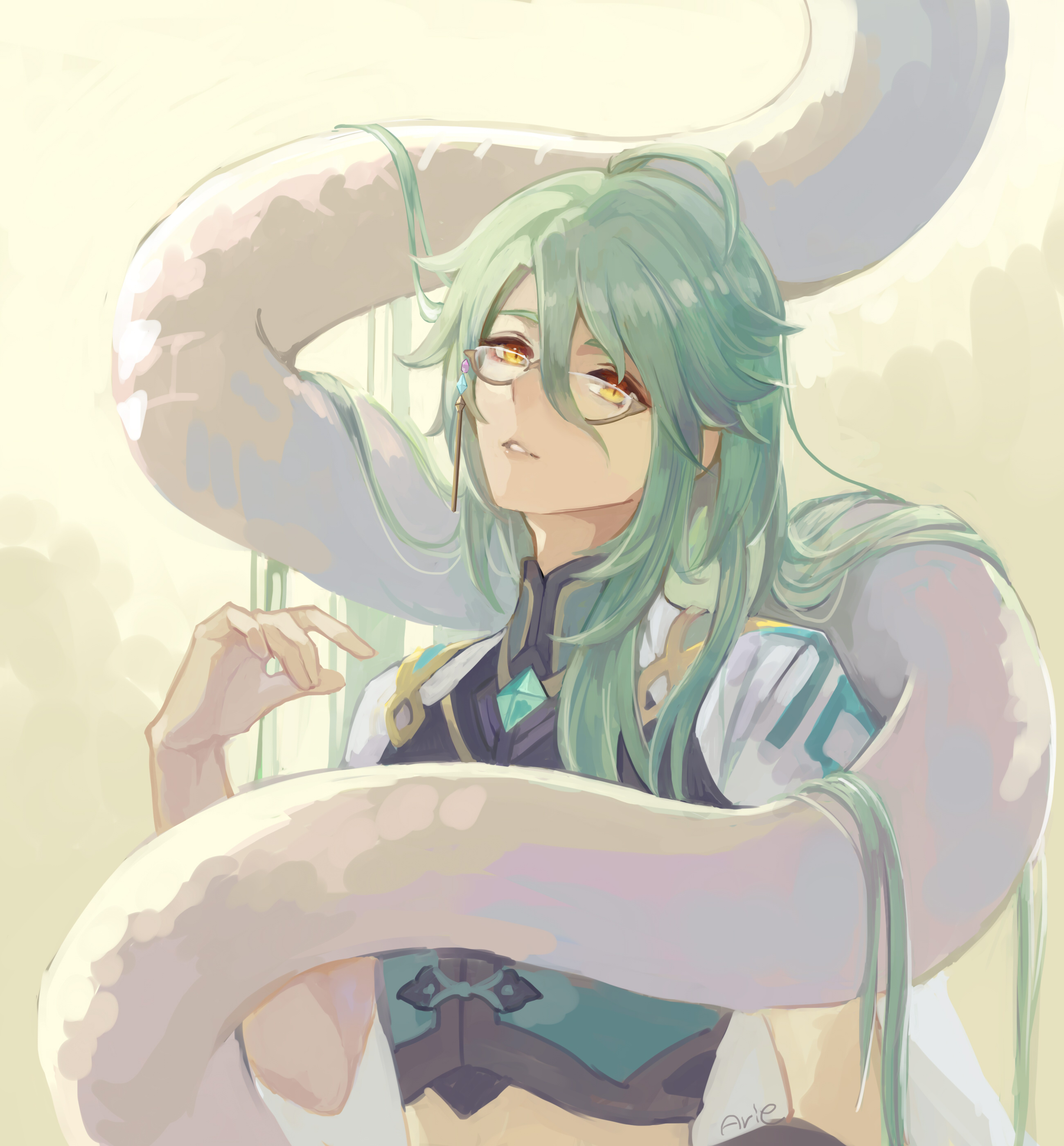 Safebooru - 1boy absurdres ahoge animal arie game baizhu (genshin ...