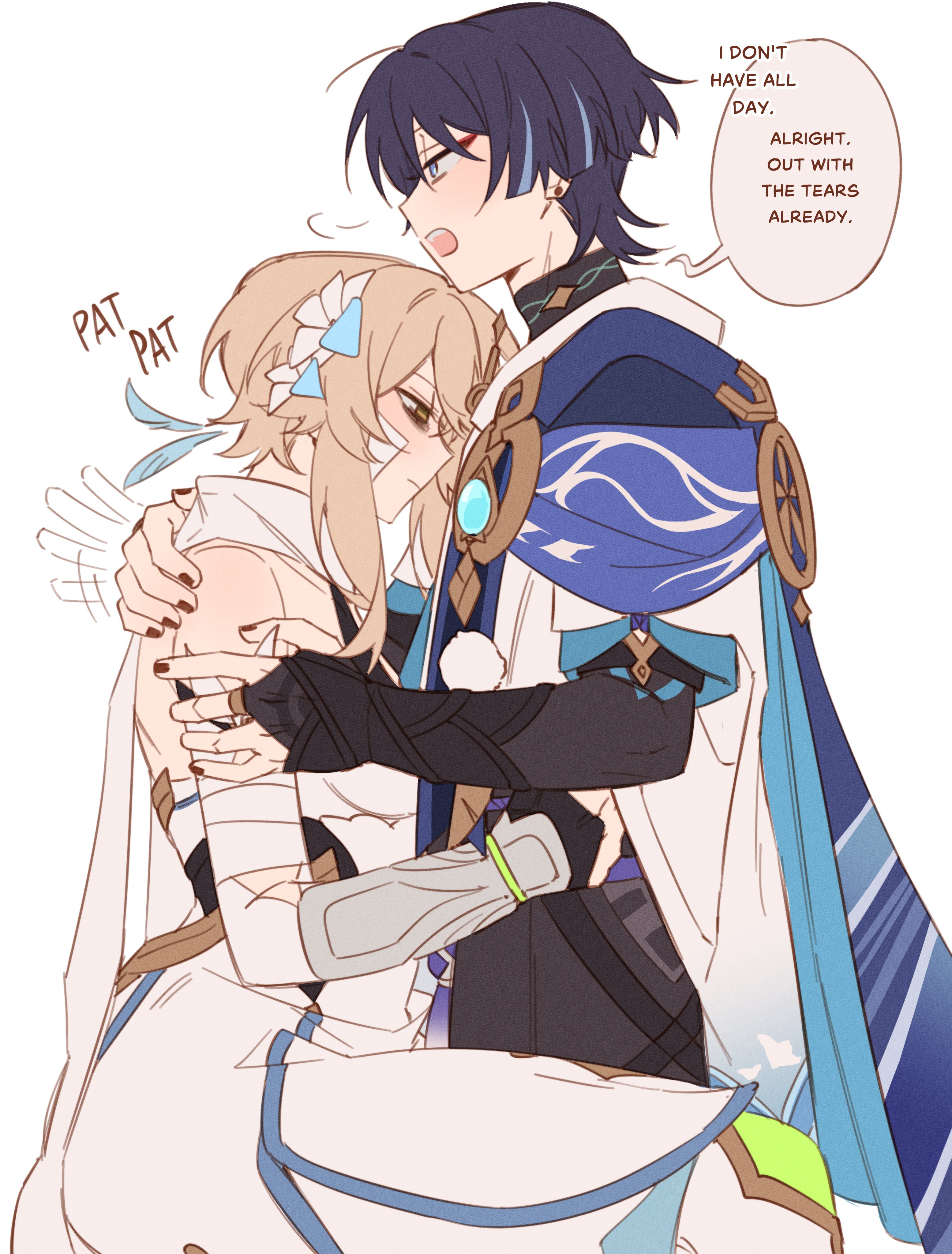 Safebooru - 1boy 1girl absurdres bags under eyes bandaged arm bandages blonde hair couple dress ...