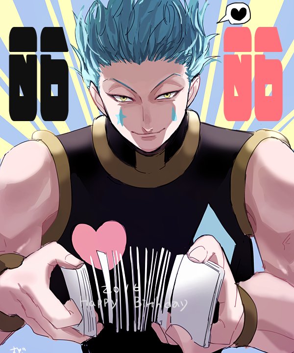 Safebooru - 1boy alternate hair color blue hair card diamond (shape ...
