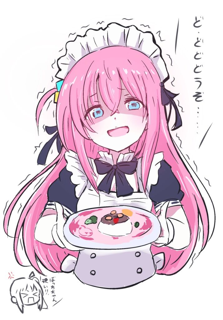 Safebooru - 2girls apron black bow black bowtie black dress blue eyes bocchi the rock! bow ...