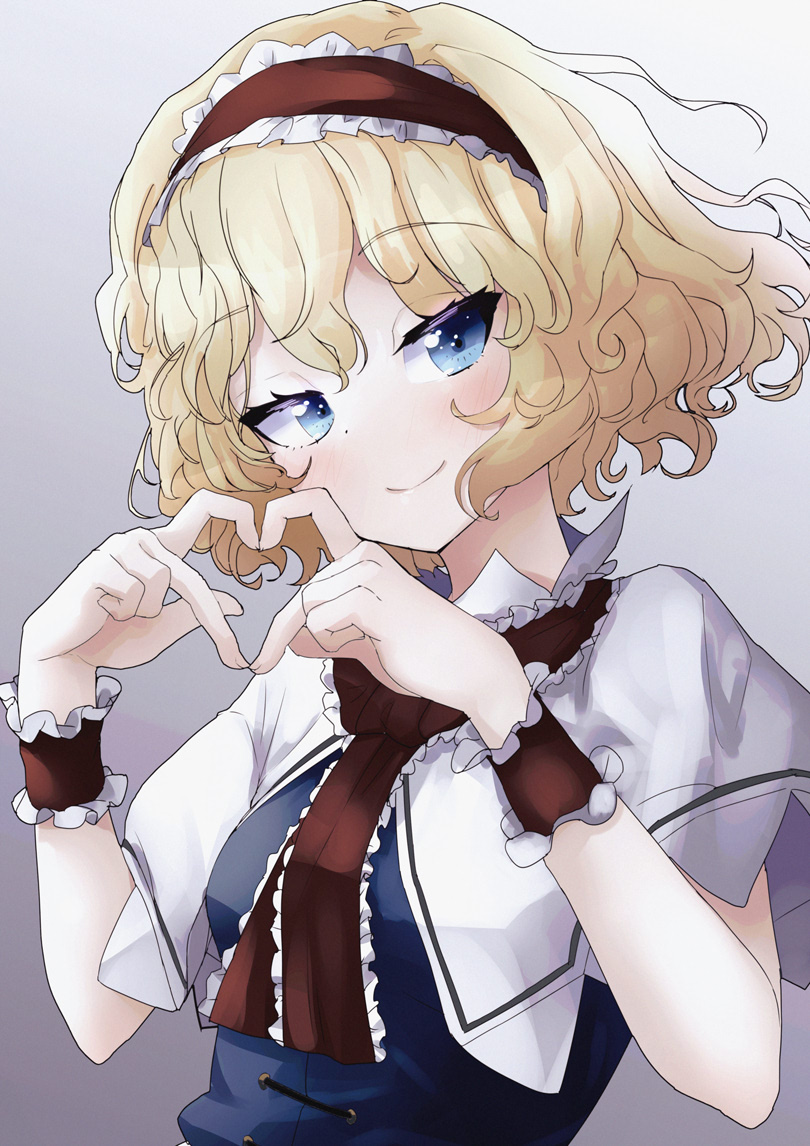 Safebooru - 1girl alice margatroid blonde hair blue dress blush breasts closed mouth commentary ...
