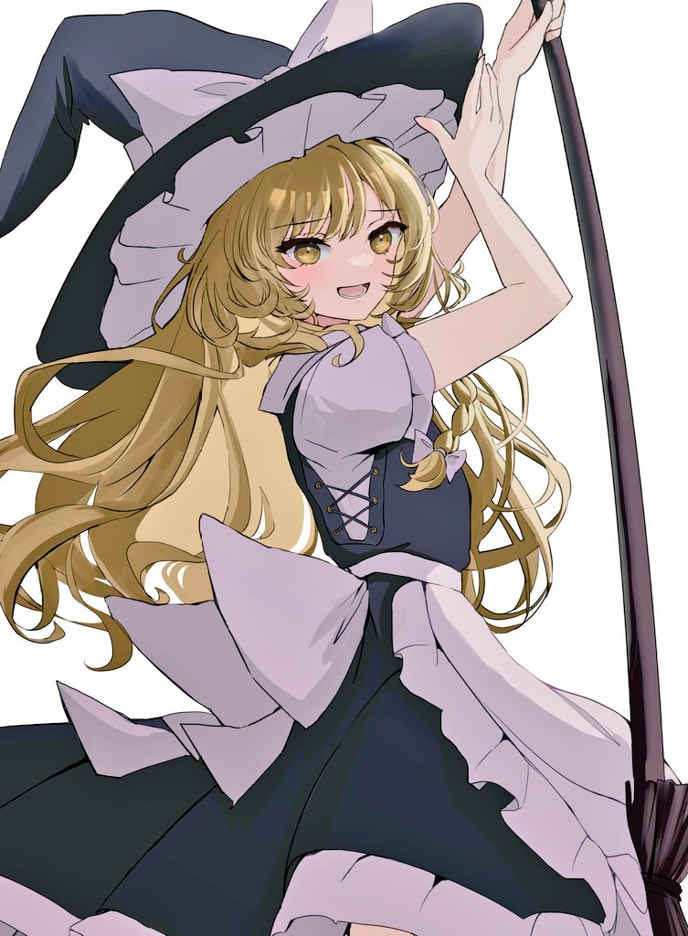 Safebooru - 1girl apron black dress black headwear blonde hair bow braid dress hair bow hat ...