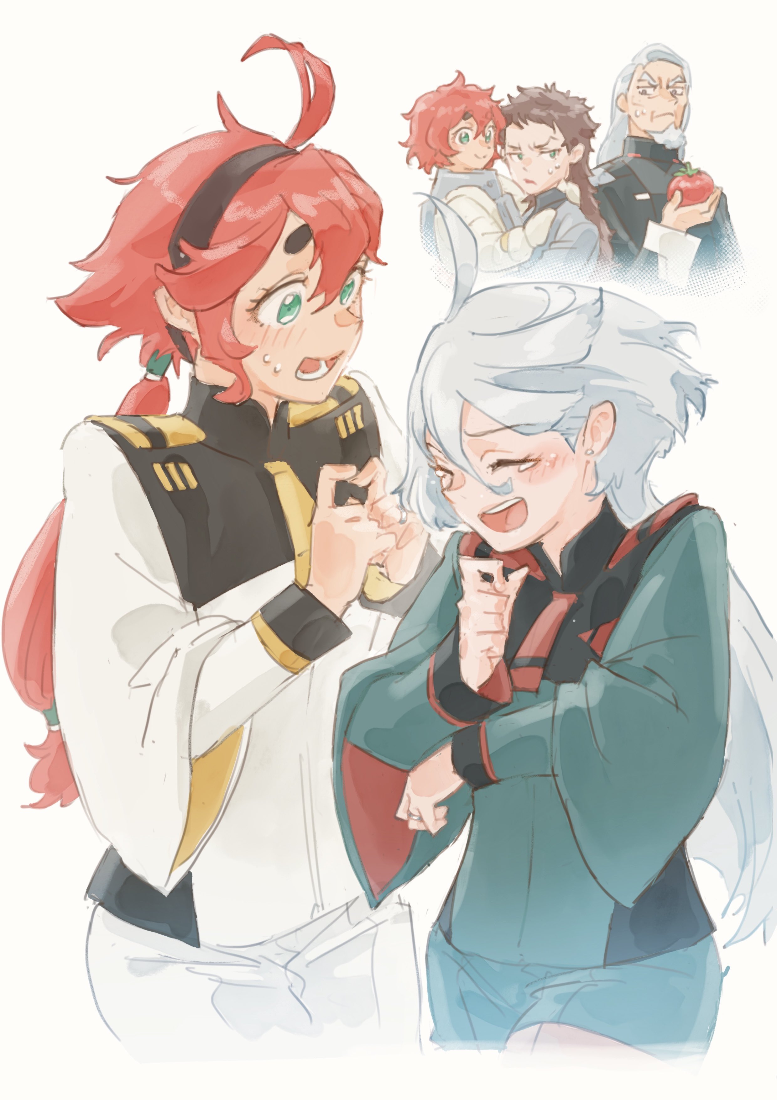 Safebooru - 1boy 4girls absurdres ahoge asticassia school uniform black ...