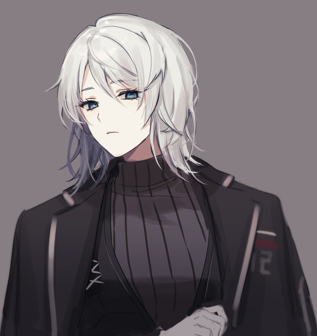 Safebooru - 1girl ap5ry black coat black vest blue eyes brown sweater ...