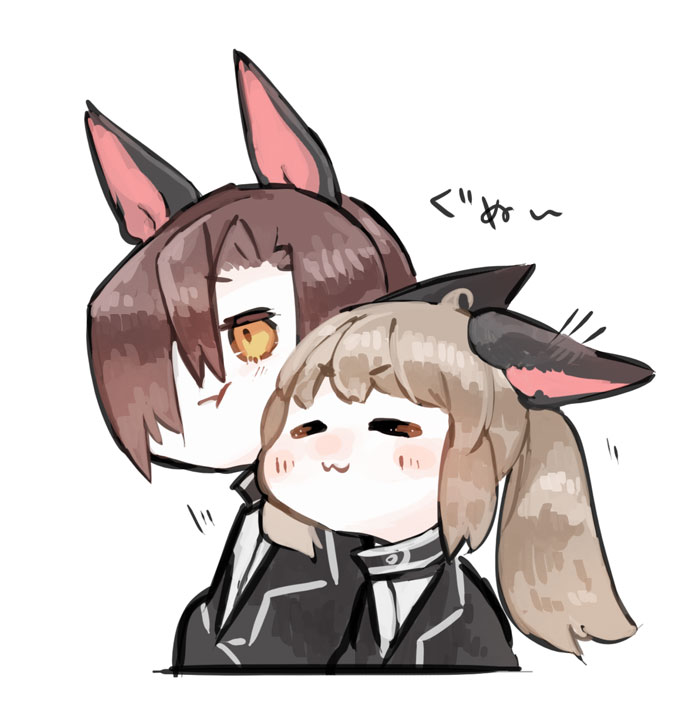 Safebooru - 1boy 1girl :3 :t animal ears black jacket brown hair cheek-to-cheek closed eyes ...