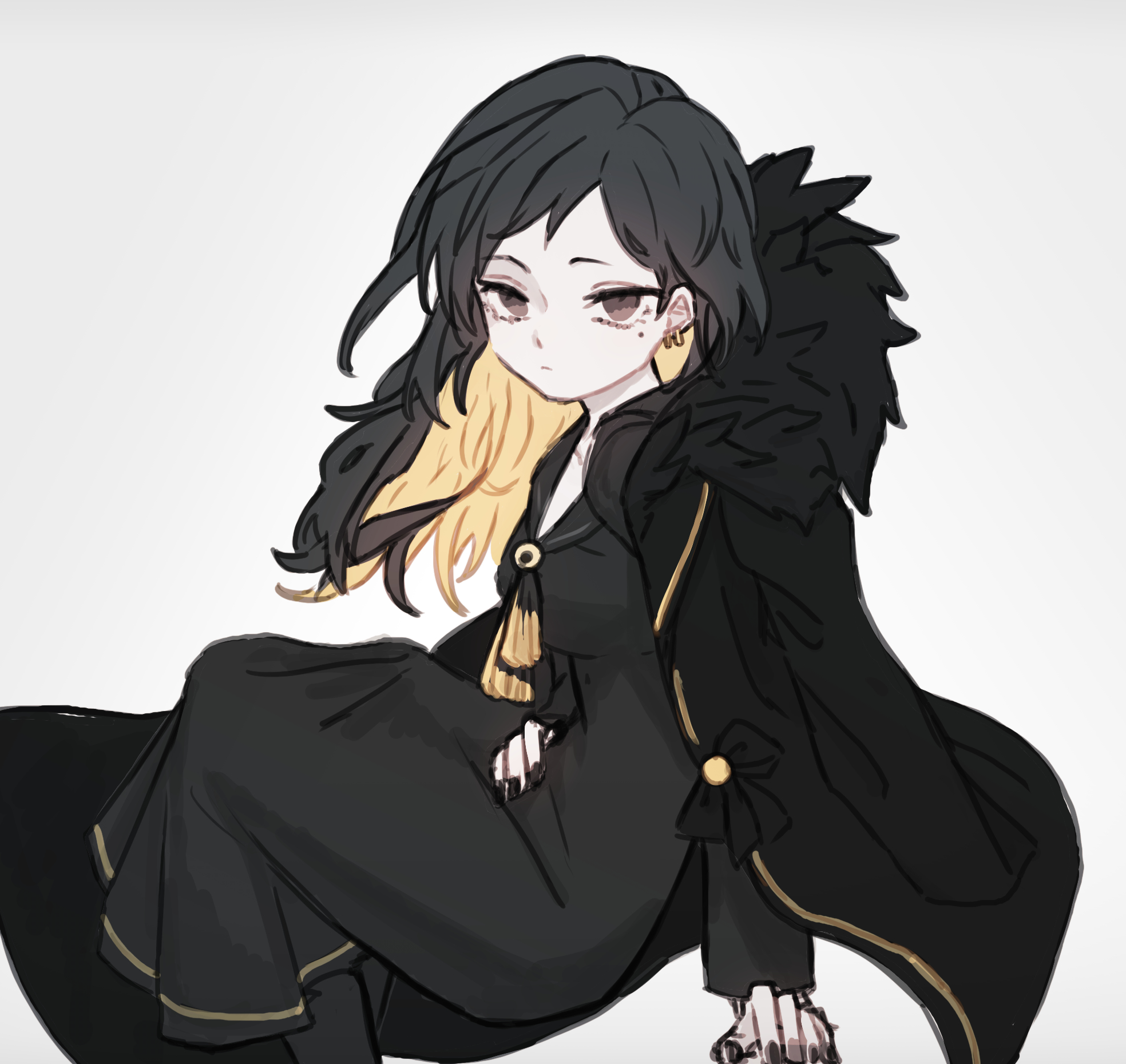 Safebooru - 1girl ascot binah (project moon) black ascot black bow black coat black dress black ...