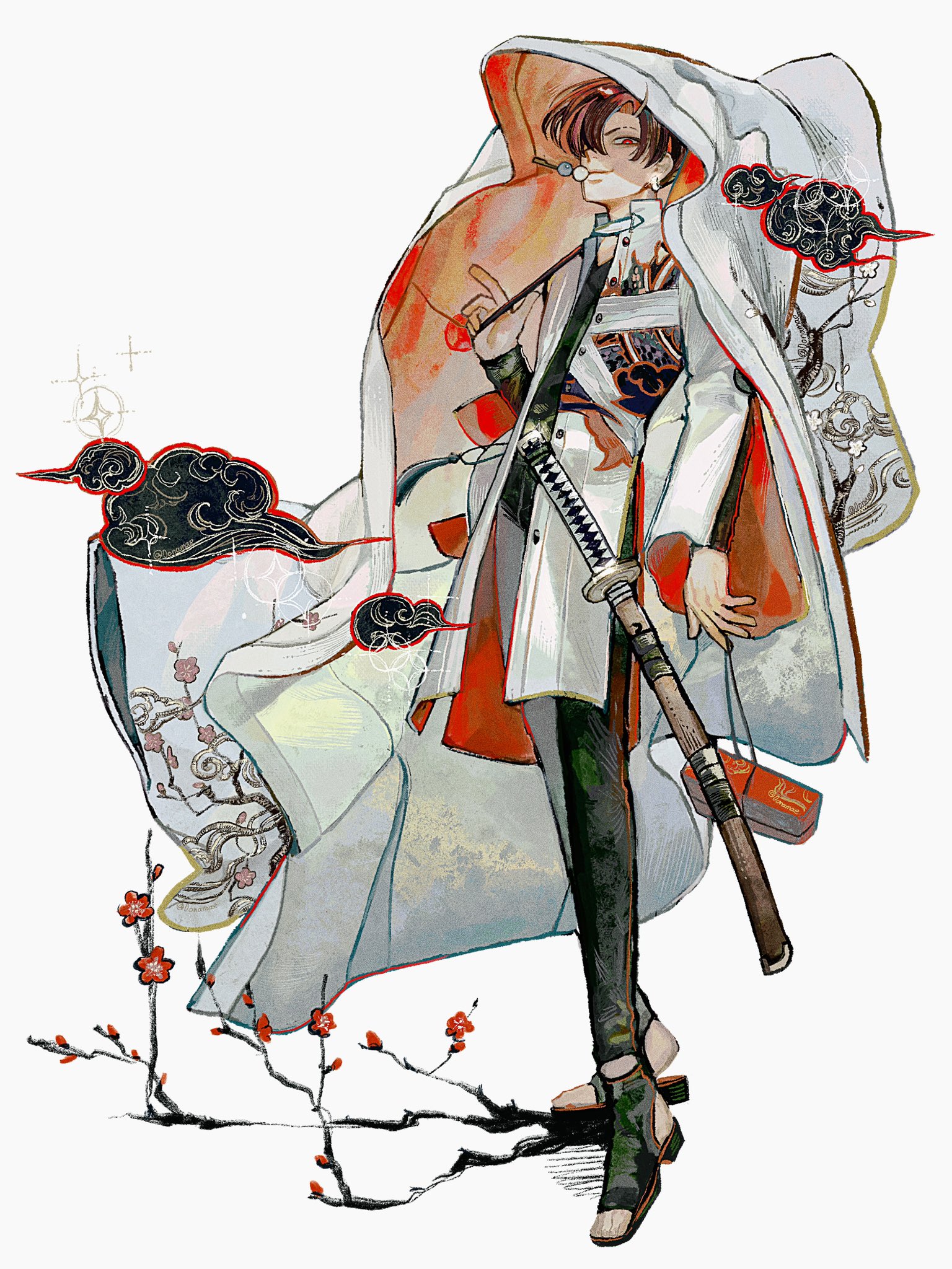 Safebooru - 0onamae 1boy black pants dango earrings eyebrow cut fate/grand order fate (series ...