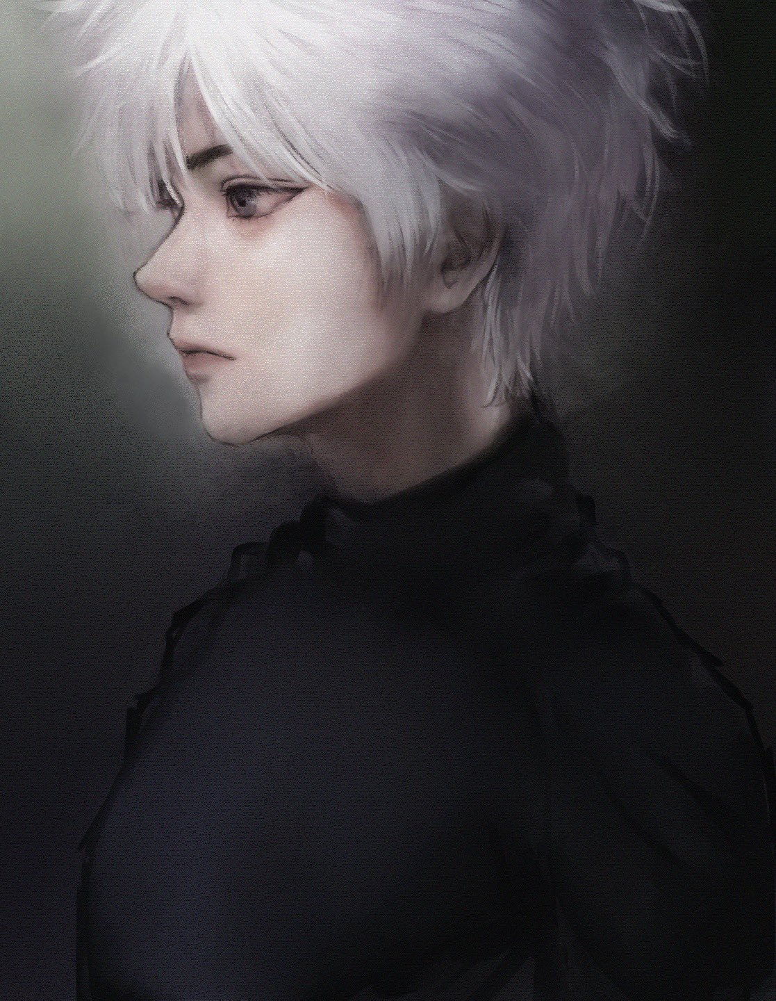 Safebooru - 1boy black shirt cornchiva expressionless from side highres ...