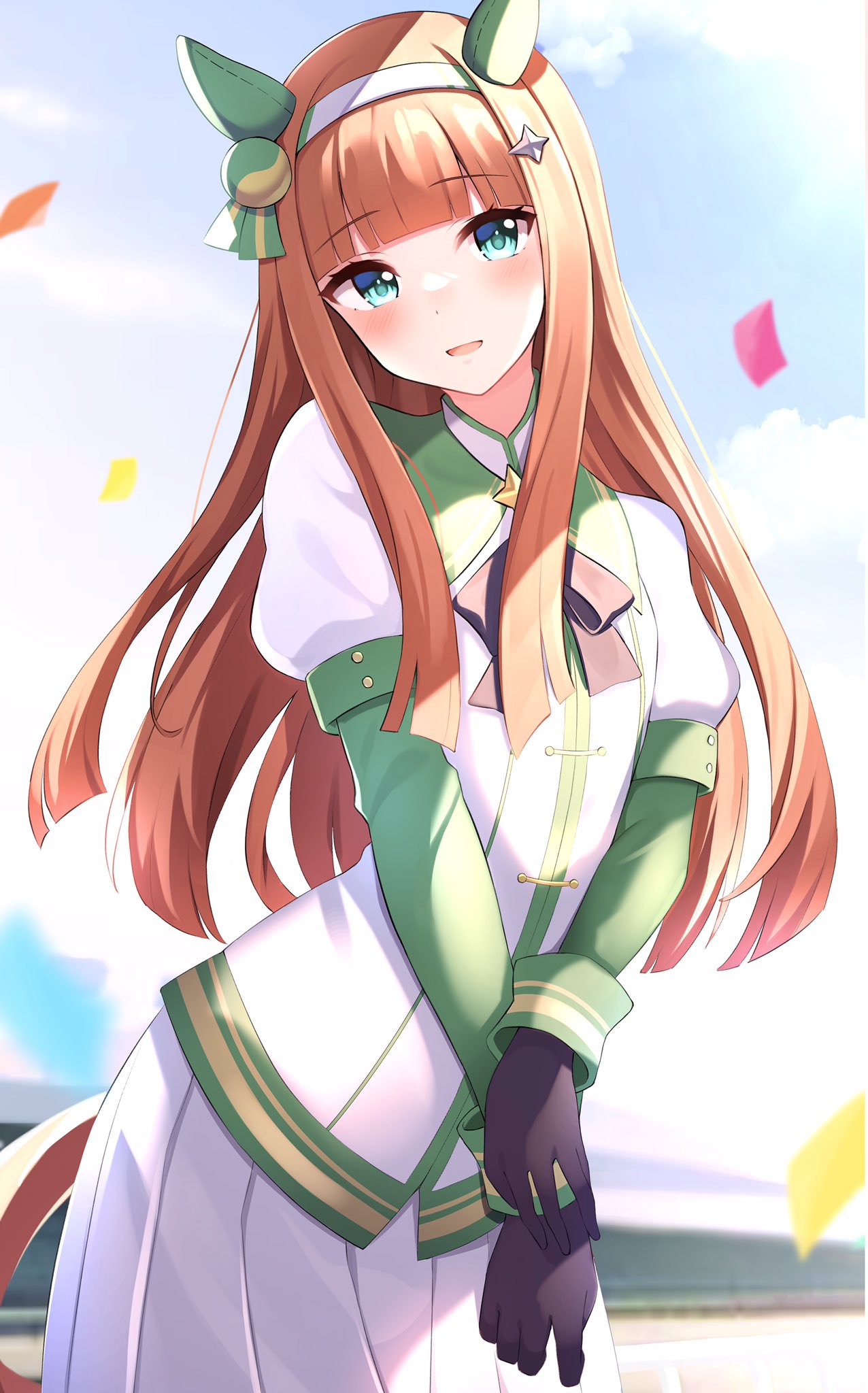 Safebooru - 1girl animal ears blue eyes blunt bangs blurry blurry background blush breasts ...