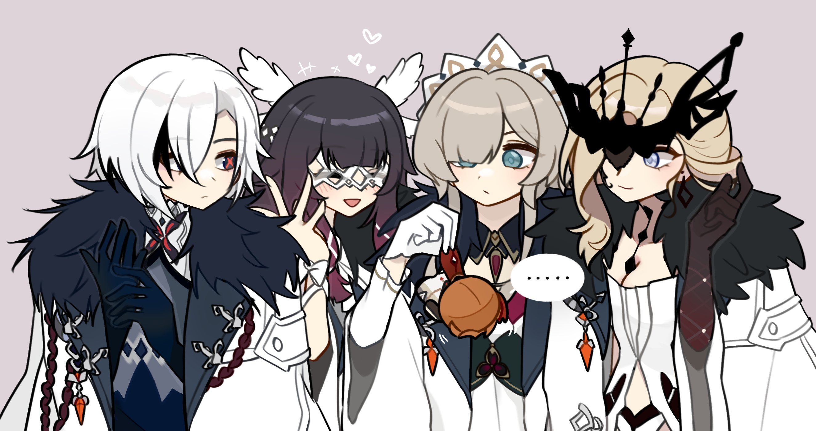 Safebooru - 4girls arlecchino (genshin impact) black eyes black gloves ...