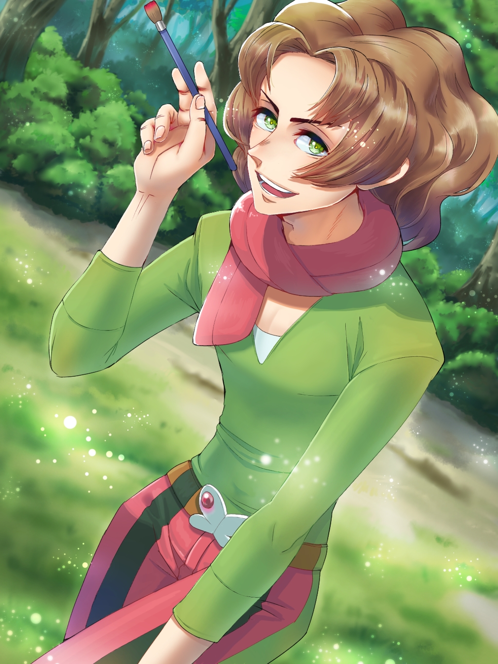 Safebooru - 1boy belt brown hair burgh (pokemon) eyelashes fingernails ...