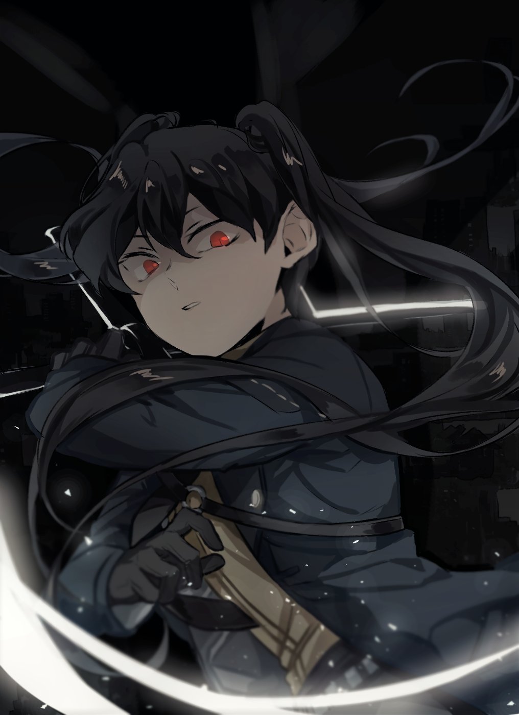 Safebooru - 1girl black gloves black hair blue jacket chel (ttt lc ...